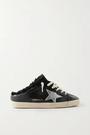 Golden Goose Black Leather Slip Sneakers For Women