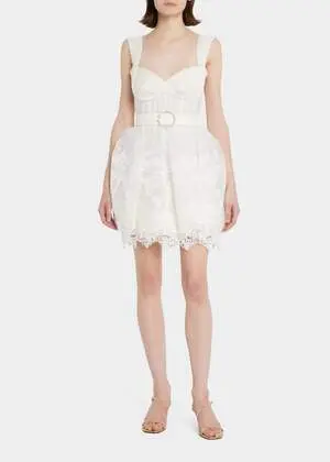 Zimmermann High Tide Embroidered Corset Mini Dress - Ivory 