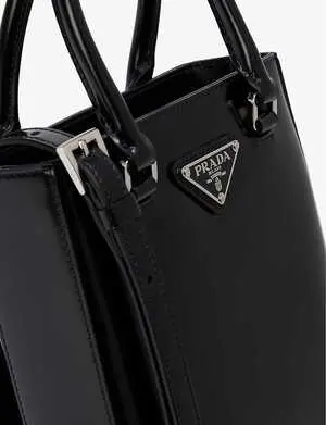 Prada Logo-embellished Leather Cross-body Bag