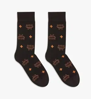 Mcm Monogram Knit Crew Socks - Black