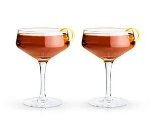 VISKI Set Of 2 Angled Crystal Coupe Glasses - One-color