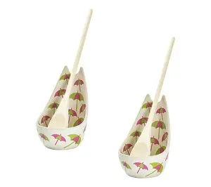 TEMP-TATIONS Set Of Standing Spoon Rests W/ Wooden Spoons - One-color