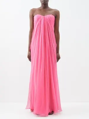 Alexander McQueen Alexander Mcqueen - Draped Chiffon Gown - Womens - Pink - Pink