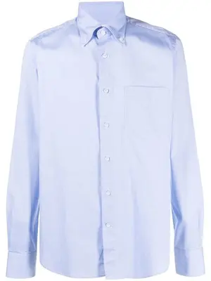 ORIAN Long Sleeve Cotton Shirt - Blue