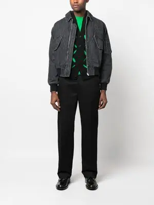 Stefan Cooke Monogram Denim Bomber Jacket In Black - 56% Off