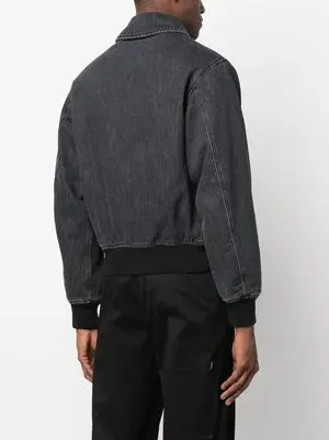 Stefan Cooke Monogram Denim Bomber Jacket In Black - 56% Off