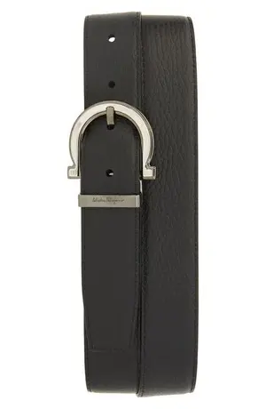 FERRAGAMO Gancio Reversible Leather Belt