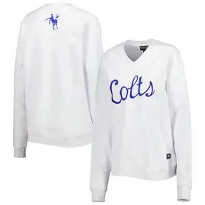 THE WILD COLLECTIVE Indianapolis Colts Cheer V-neck Fleece Pullover Sweatshirt - White