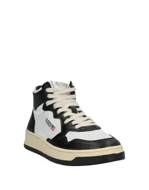 AUTRY Bright Soft Leather High-top Sneakers - Black