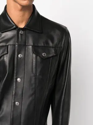 Dsquared2 Button-up Leather Shirt - Jet Black
