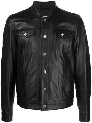 Dsquared2 Button-up Leather Shirt - Jet Black