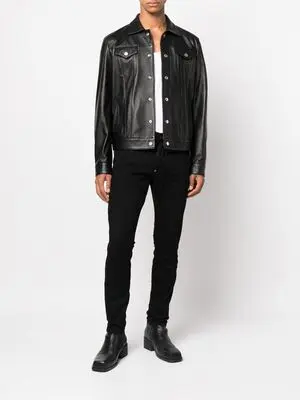 Dsquared2 Button-up Leather Shirt - Jet Black