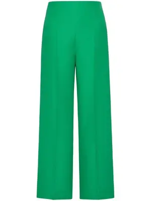 Valentino Garavani Wide-leg Wool-silk Trousers - Green