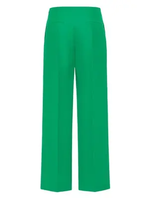 Valentino Garavani Wide-leg Wool-silk Trousers - Green