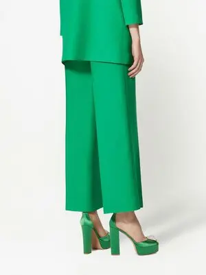 Valentino Garavani Wide-leg Wool-silk Trousers - Green