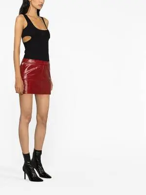COURREGES Faux-leather Patent Miniskirt - Red