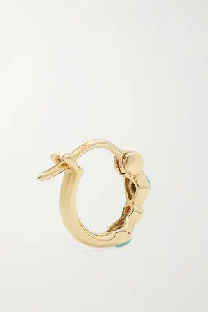 SYDNEY EVAN 14-karat Turquoise And Diamond Hoop Earrings