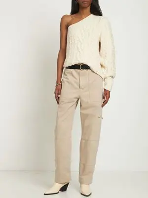 Isabel Marant Blaine One Sleeve Cotton Blend Sweater - White