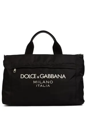 Dolce & Gabbana Logo Nylon & Leather Duffle Bag - Black