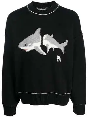 Palm Angels Embroidered Virgin Wool Jumper - Black