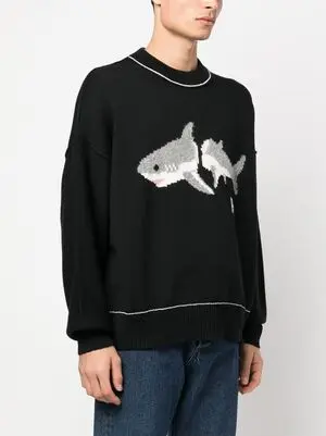 Palm Angels Embroidered Virgin Wool Jumper - Black