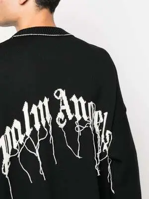 Palm Angels Embroidered Virgin Wool Jumper - Black