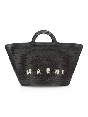 Marni Women's Large Tropicalia Woven Tote - Raw Sienna Black