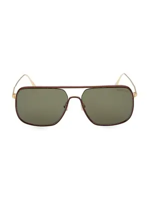 TOM FORD 59mm Pilot Metal Sunglasses - Pale Gold