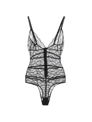 Kiki De Montparnasse Mon Cheri Sheer Lace Bodysuit Black