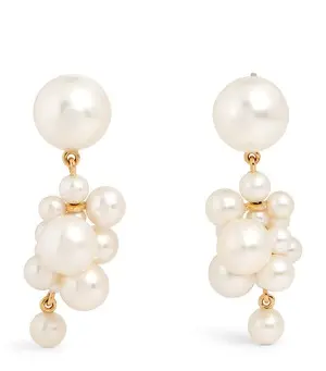 Sophie Bille Brahe Yellow And Pearl Botticelli Drop Earrings - Gold
