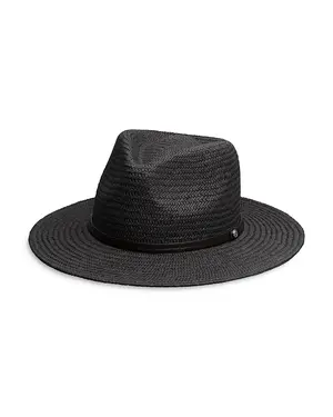 Rag & Bone Packable Straw Fedora Black