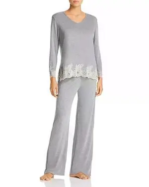 Natori Luxe Shangri-la Pajama Set - Heather Gray