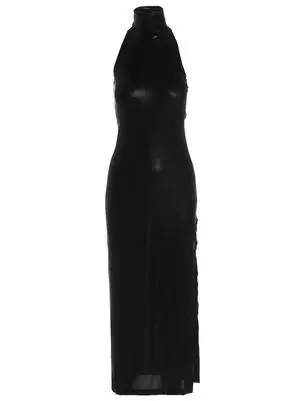 Norma Kamali Halter Turtle Side Slit Dress