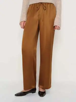 REFORMATION Olina Silk Pant - Brown