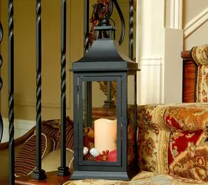 LUMABASE Classic Black Metal Lantern With Led C Andle
