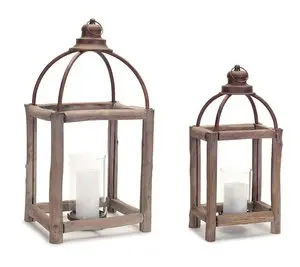 MELROSE International Wood And Metal Lantern - One-color