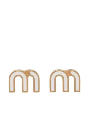 Miu Miu Logo-plaque Stud Earrings - Gold