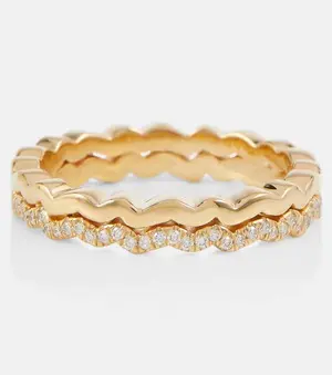 SUZANNE KALAN Mini Wave 18kt Ring With Diamonds - Gold