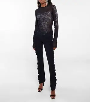 JEAN PAUL GAULTIER Crystal-embellished Mesh Top