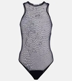 JEAN PAUL GAULTIER Embellished Printed Bodysuit