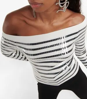 JEAN PAUL GAULTIER Sequined Striped Sweater