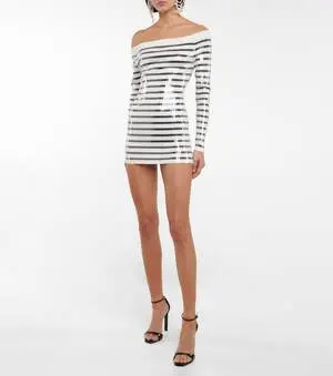 JEAN PAUL GAULTIER Sequined Striped Sweater Minidress