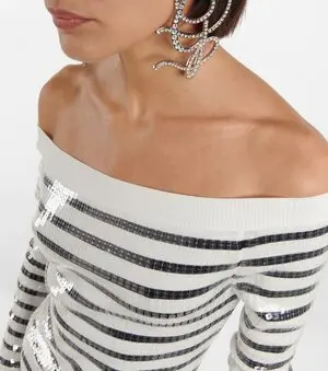 JEAN PAUL GAULTIER Sequined Striped Sweater Minidress