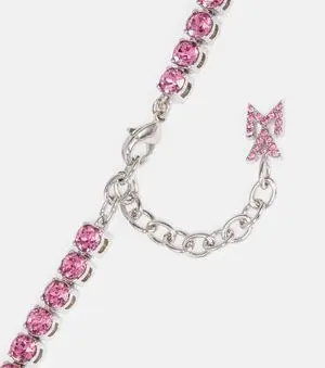 Amina Muaddi Tennis Crystal-embellished Necklace - Pink
