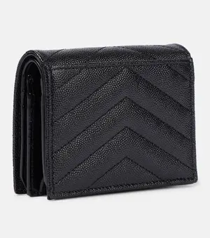 Saint Laurent Cassandre Leather Flap Card Case - Black