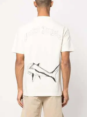 Palm Angels Broken Shark-print T-shirt - Neutrals