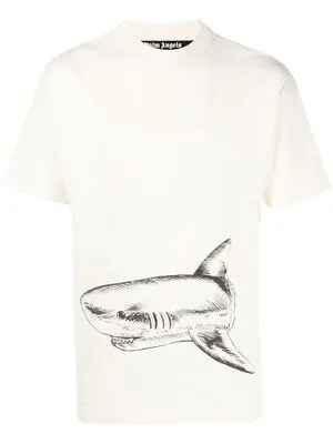 Palm Angels Broken Shark-print T-shirt Off-white