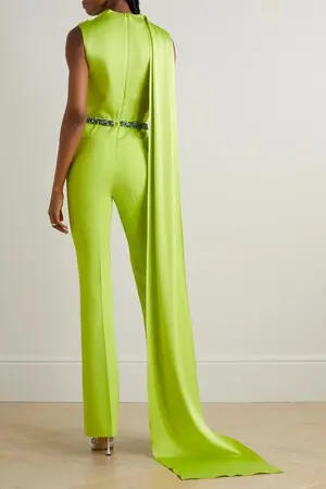 Safiyaa Cara Draped Satin And Crepe Jumpsuit