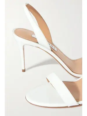 AQUAZZURA So Nude 85 Leather Slingback Sandals - White