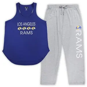 CONCEPTS SPORT Heather Gray Los Angeles Rams Meter Tank Top & Pants Sleep Set - Royal